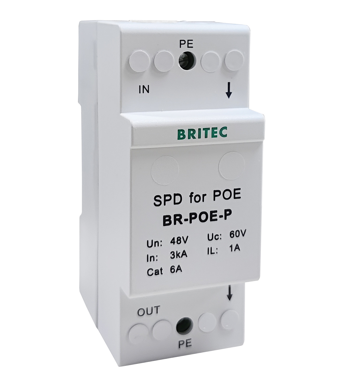 BR-POE-P 48V 데이터 급증 보호 장치 cat 6 POE 전력 오버 이더넷 급증 보호 장치 spd spd rj45 poe